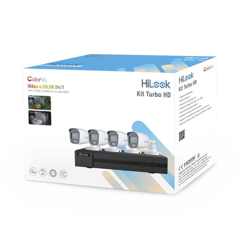 Kit TurboHD 1080p / DVR 4 Canales / 4 Cámaras Bala ColorVu con Micrófo ...
